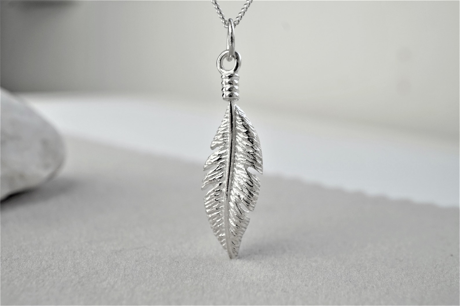 Sterling Silver Feather Necklace, Feather Pendant, Feather Charm ...