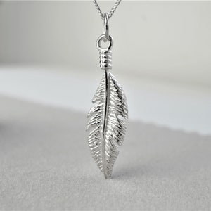 Sterling Silver Feather Necklace, Feather Pendant, Feather Charm ...