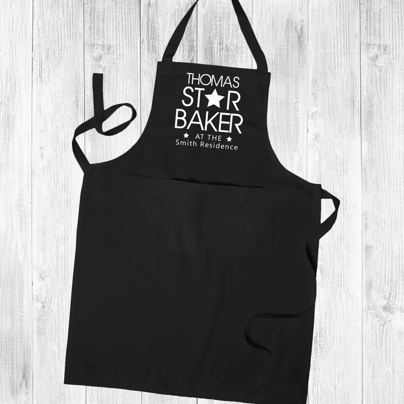Personalised Star Baker Apron, Mens / Ladies Kitchen Cooking Chef Apron ...
