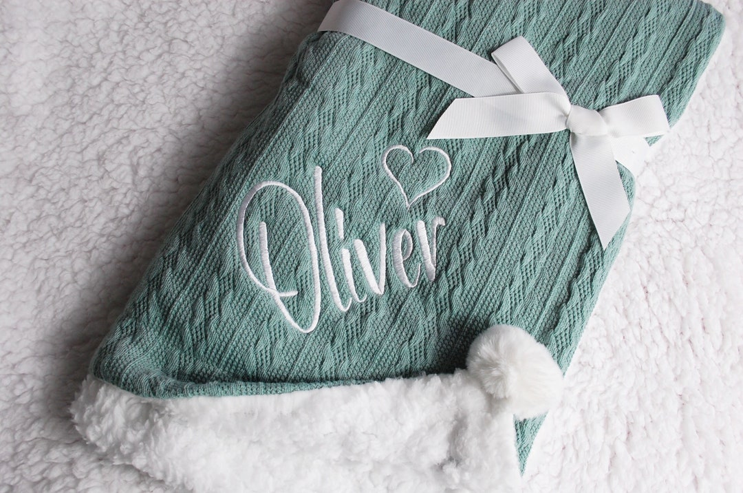 Personalised Baby Blanket, Super Snuggly Cable Knit, Baby Blanket, Baby ...