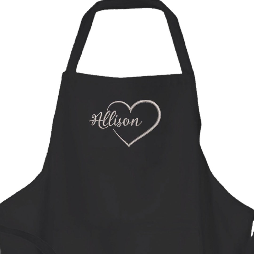 Personalised Black Apron Ladies Cooking Apron Embroidered - Etsy