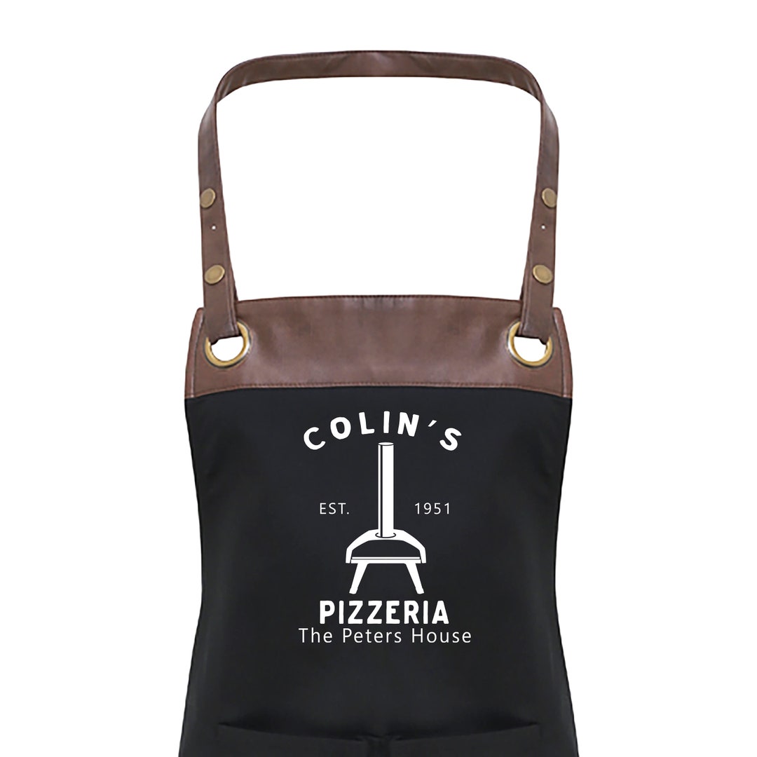 Premier Faux Leather Trim Mens / Ladies Personalised Pizza Apron, Cook ...