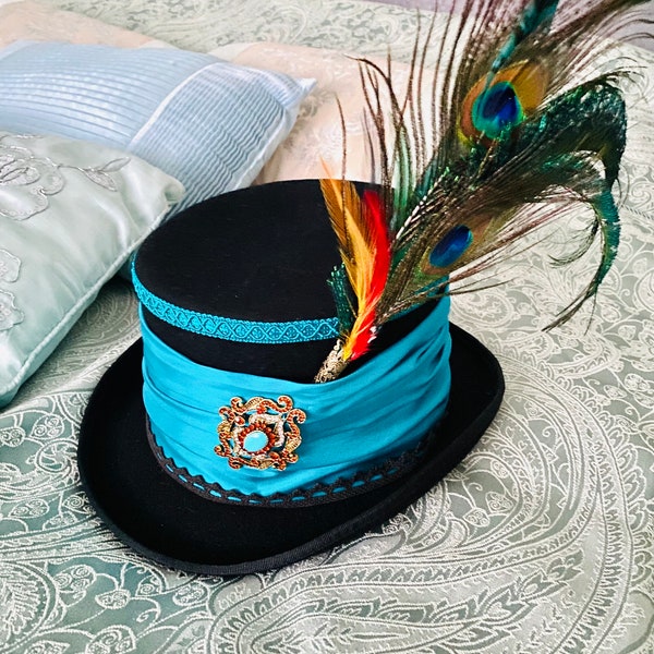 Turquoise Peacock Top Hat - Etsy