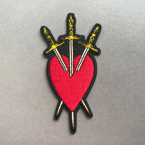 Heart Patch / Iron-on Applique / 3 of Swords Tarot/ Valentine - Etsy