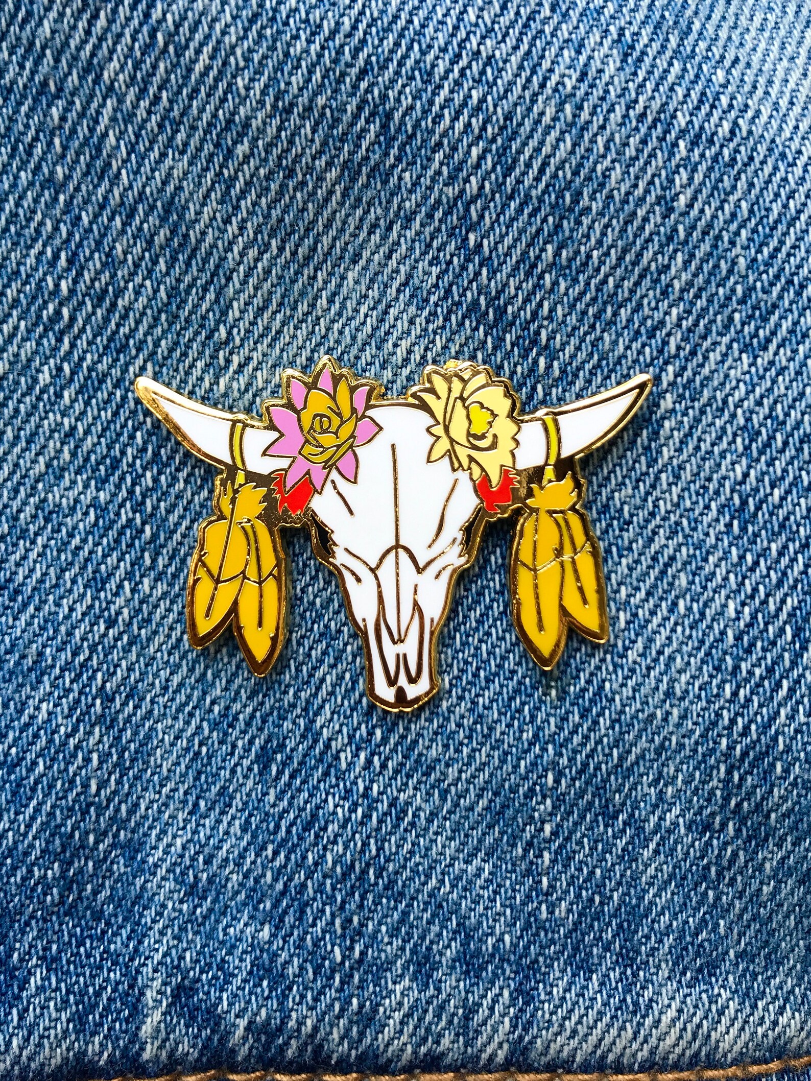 Cow Skull / Taurus / Native American / Desert / Hard Enamel - Etsy