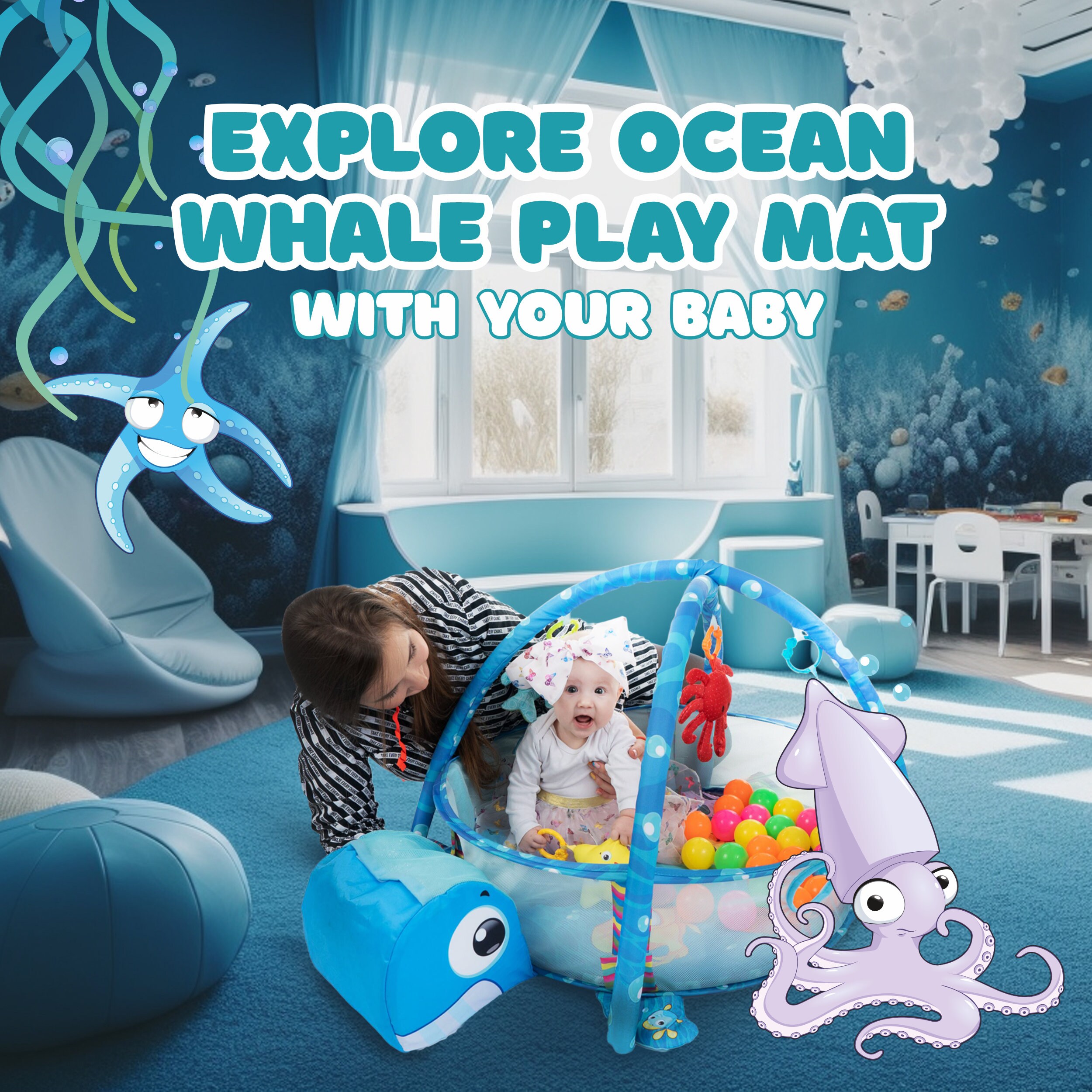 Baby Infant and Toddlers Play Mat Ball Pit Skill Development Mat and ...