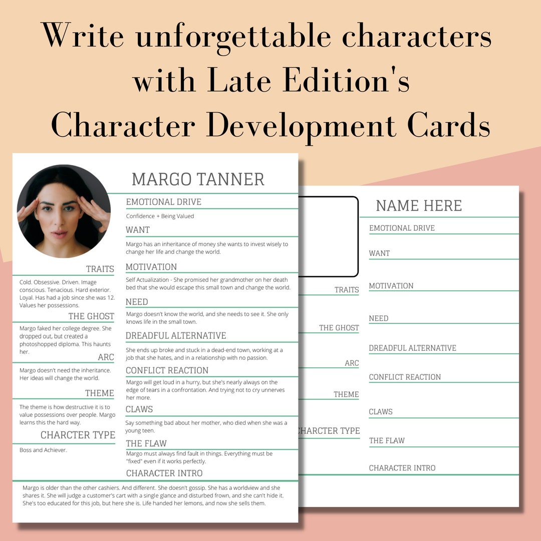 Character Development Cards for Novels, Short Stories, and Screenplays ...