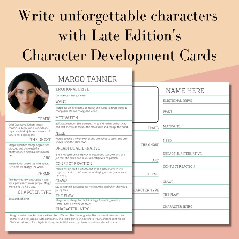 Character Development Cards for Novels, Short Stories, and Screenplays ...