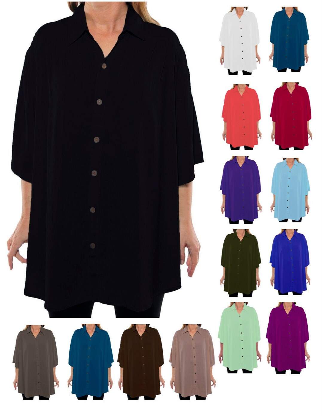 Women's Plus Size Tunic : Webebop Flat Rayon Solid Color New Tunic Top ...