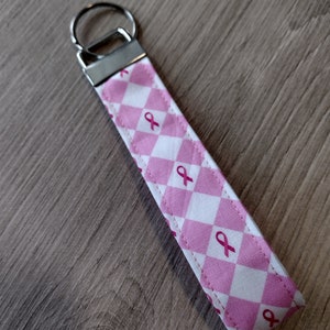 Breast Cancer Key Fobs - Pink Ribbon Key Chain Wristlet - New Choices ...