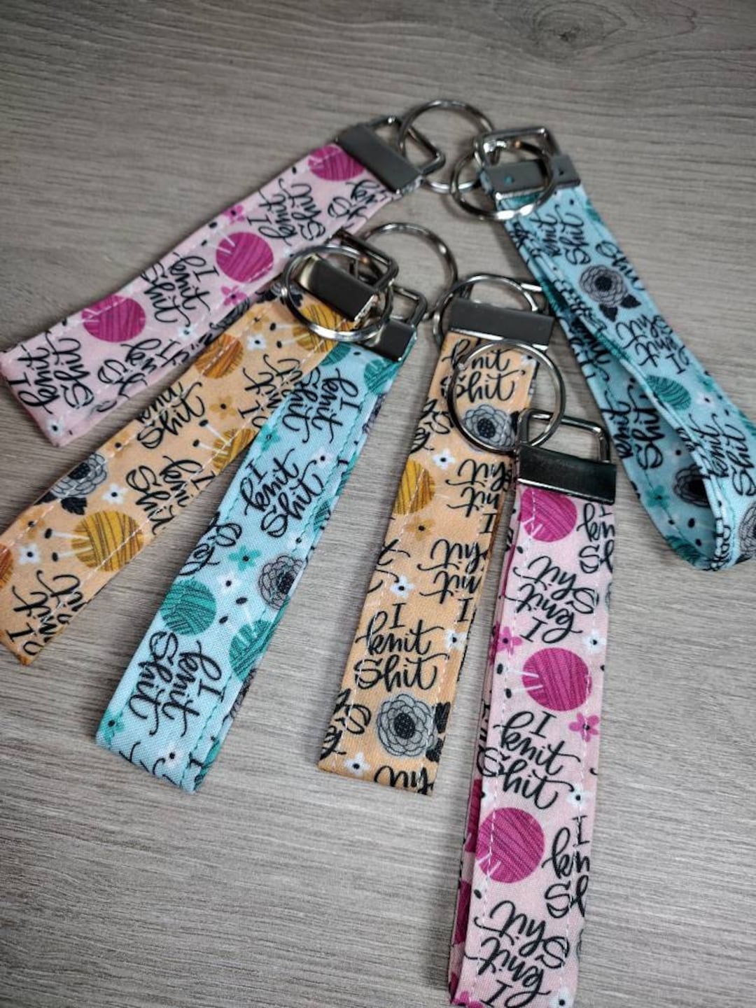 I Knit Shit Key Fob Key Chain Wristlet - Gift for Knitters - Etsy