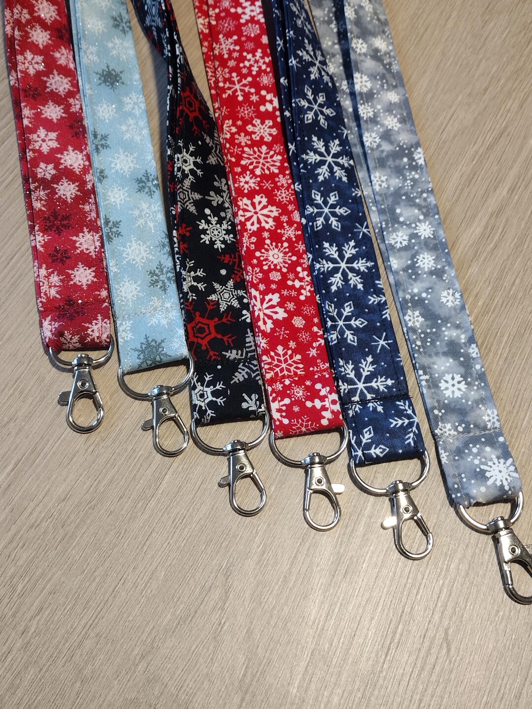 Snowflake Lanyards - Winter Key Chain - Glitter Snowflakes Lanyards - Etsy