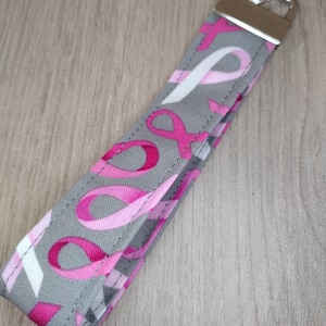 Breast Cancer Key Fobs - Pink Ribbon Key Chain Wristlet - New Choices ...