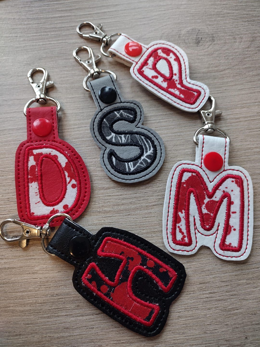 Embroidered Key Fob - Blood Splatters- Spider Webs Print - Pick Your ...