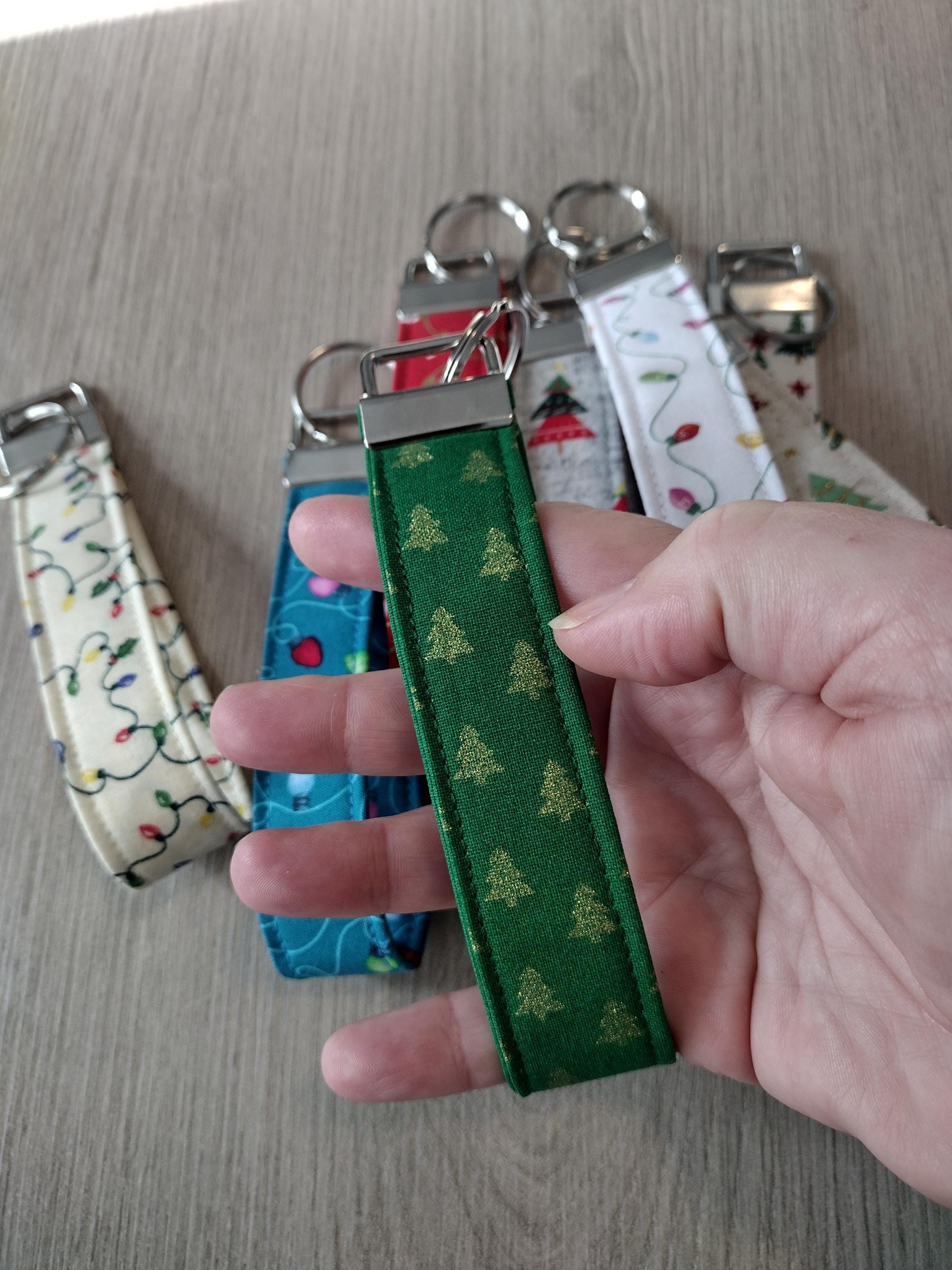 Christmas Trees and Lights Fabric Key Fob: Holiday Wristlet Keychain - Etsy