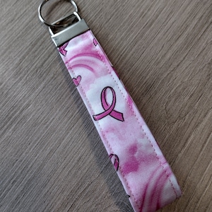 Breast Cancer Key Fobs - Pink Ribbon Key Chain Wristlet - New Choices ...