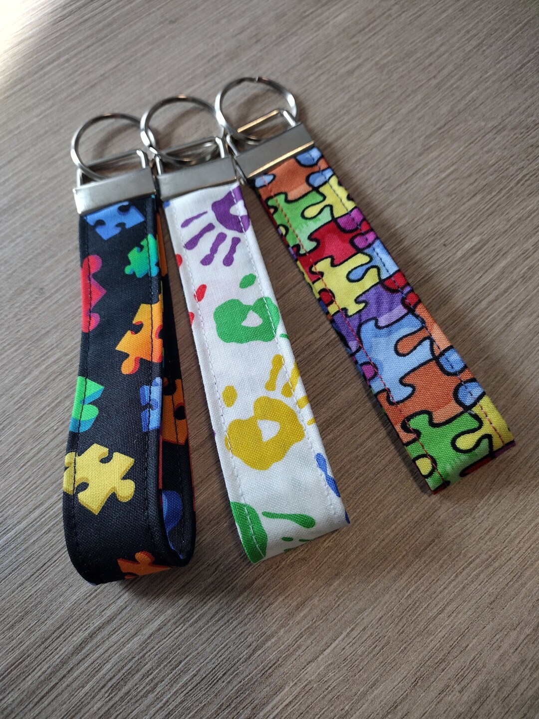 Autism Awareness Key Fobs - Puzzle Pieces Wristlets - Three Different ...