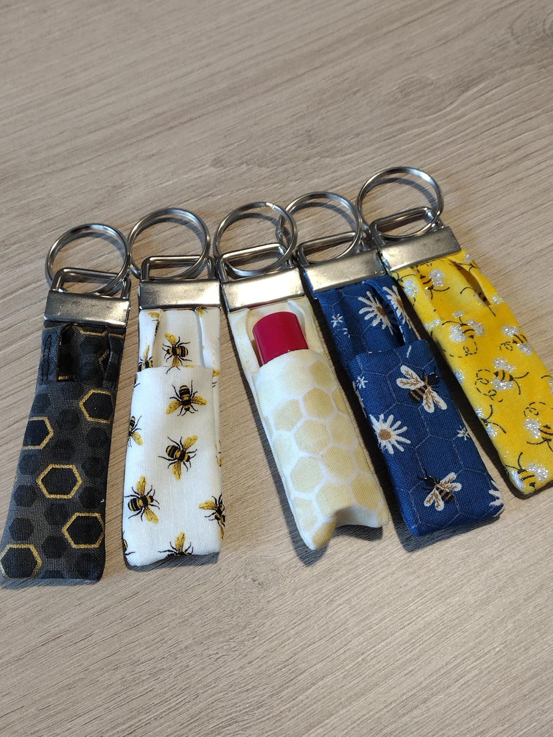 Bees and Honeycombs Lip Balm Holders - Busy Bees Key Chains - Etsy