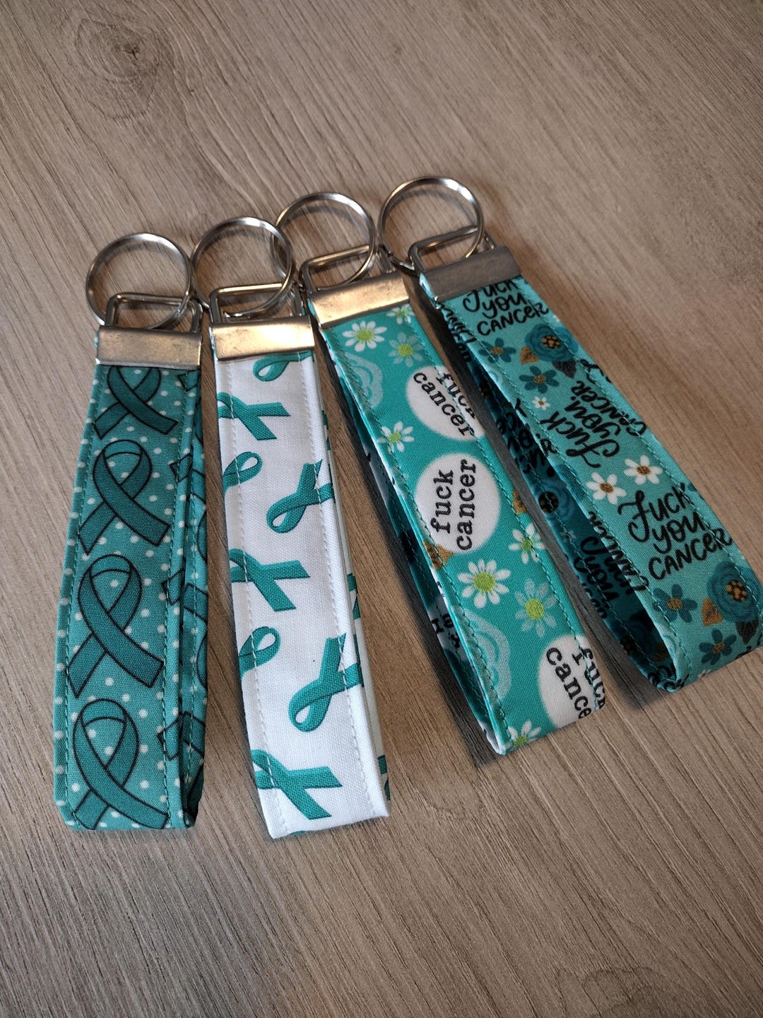 Teal Ribbon Wristlet Key Fob - Ovarian Cancer Awareness - Etsy