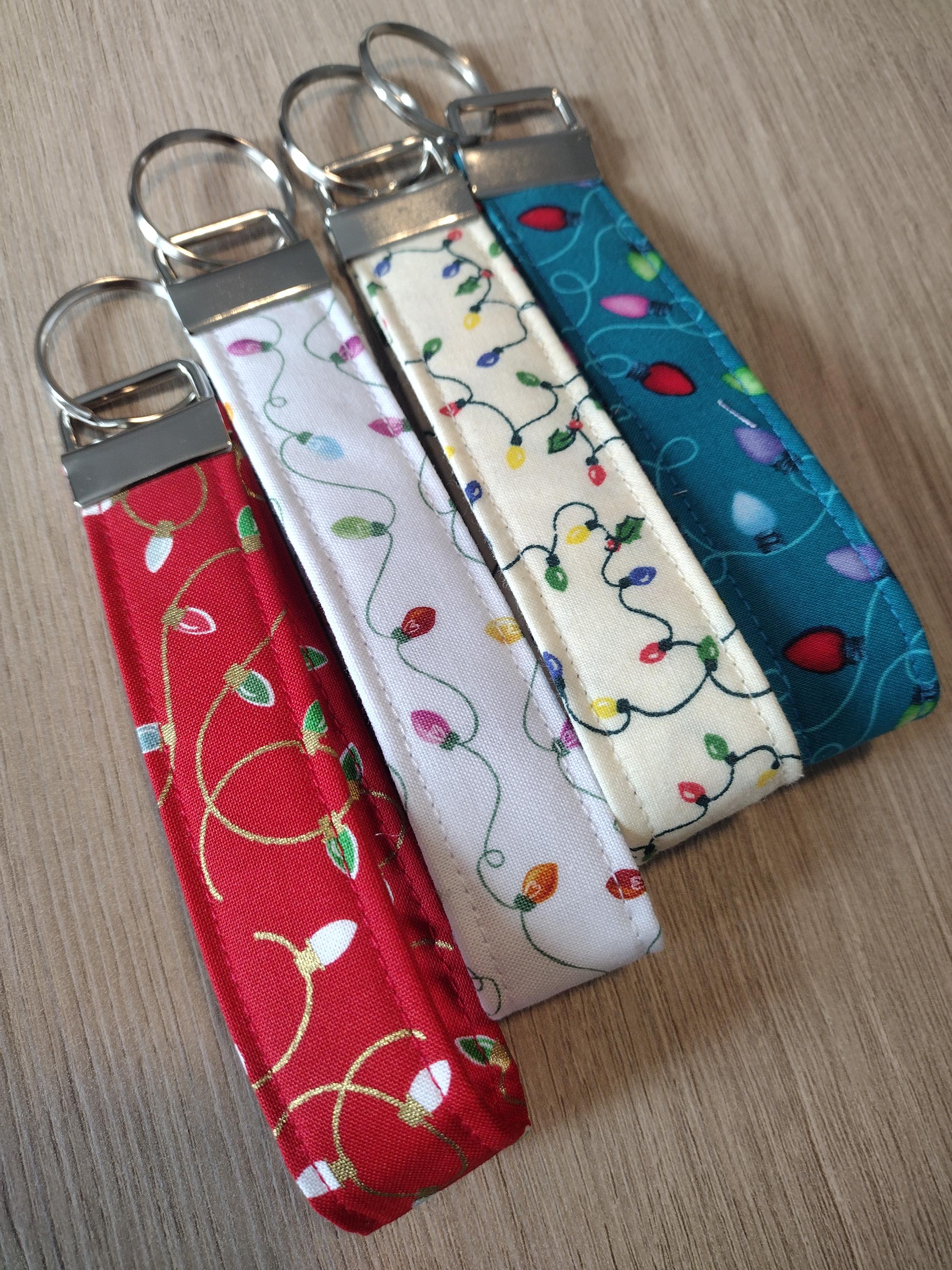 Christmas Trees and Lights Fabric Key Fob: Holiday Wristlet Keychain - Etsy