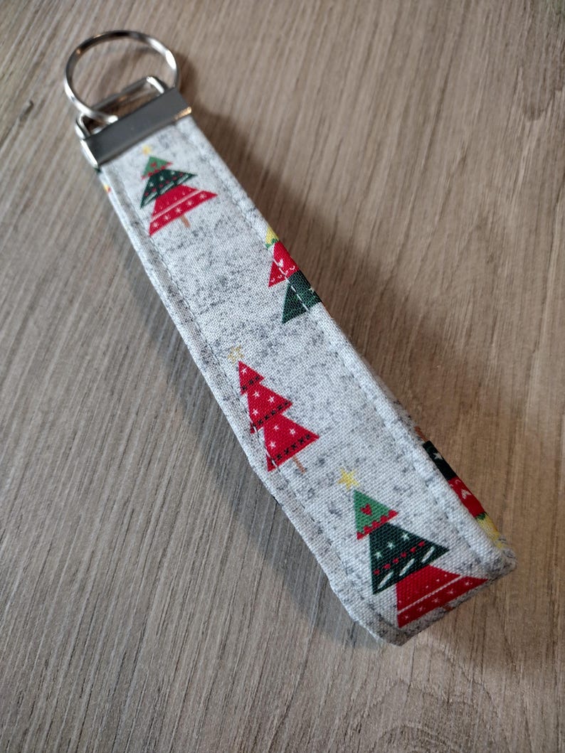 Christmas Trees and Lights Fabric Key Fob: Holiday Wristlet Keychain - Etsy