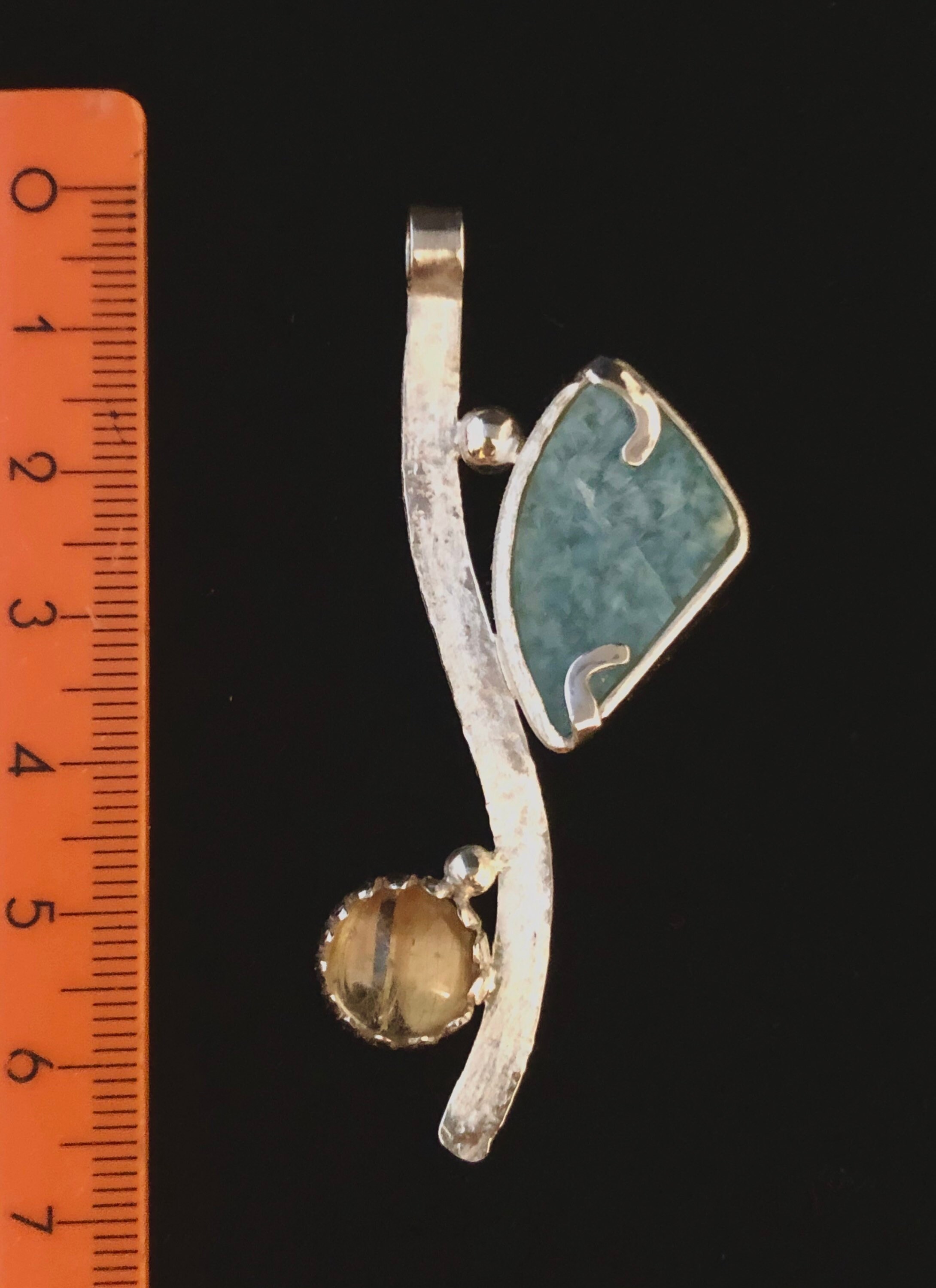 Silver Jewelry, Gilalite Quartz and Rutilated Quartz Cabochon Semi ...