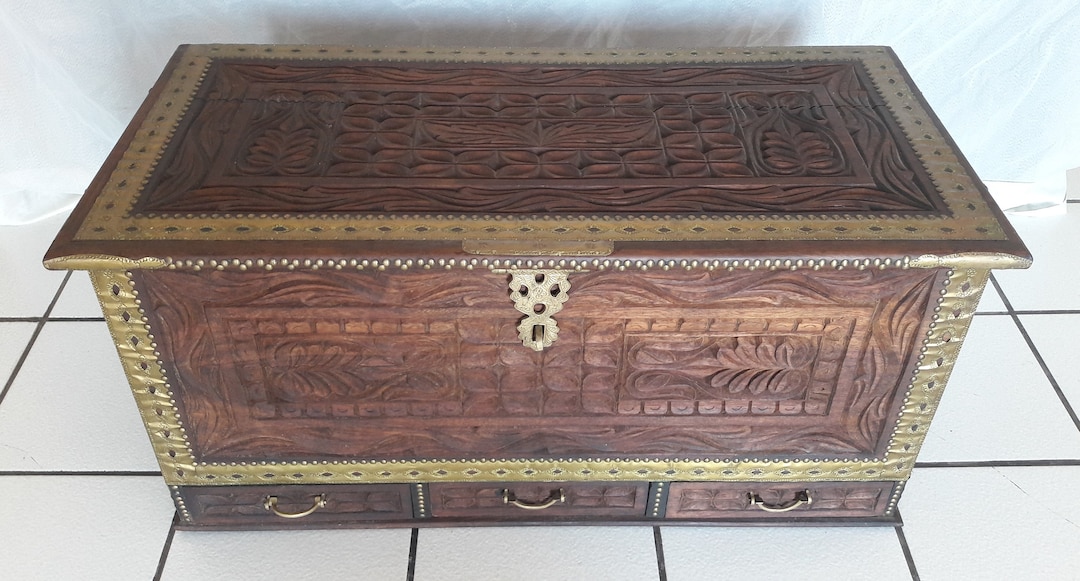 Large Handmade African Wooden Chest Kasha From Zanzibar. - Etsy
