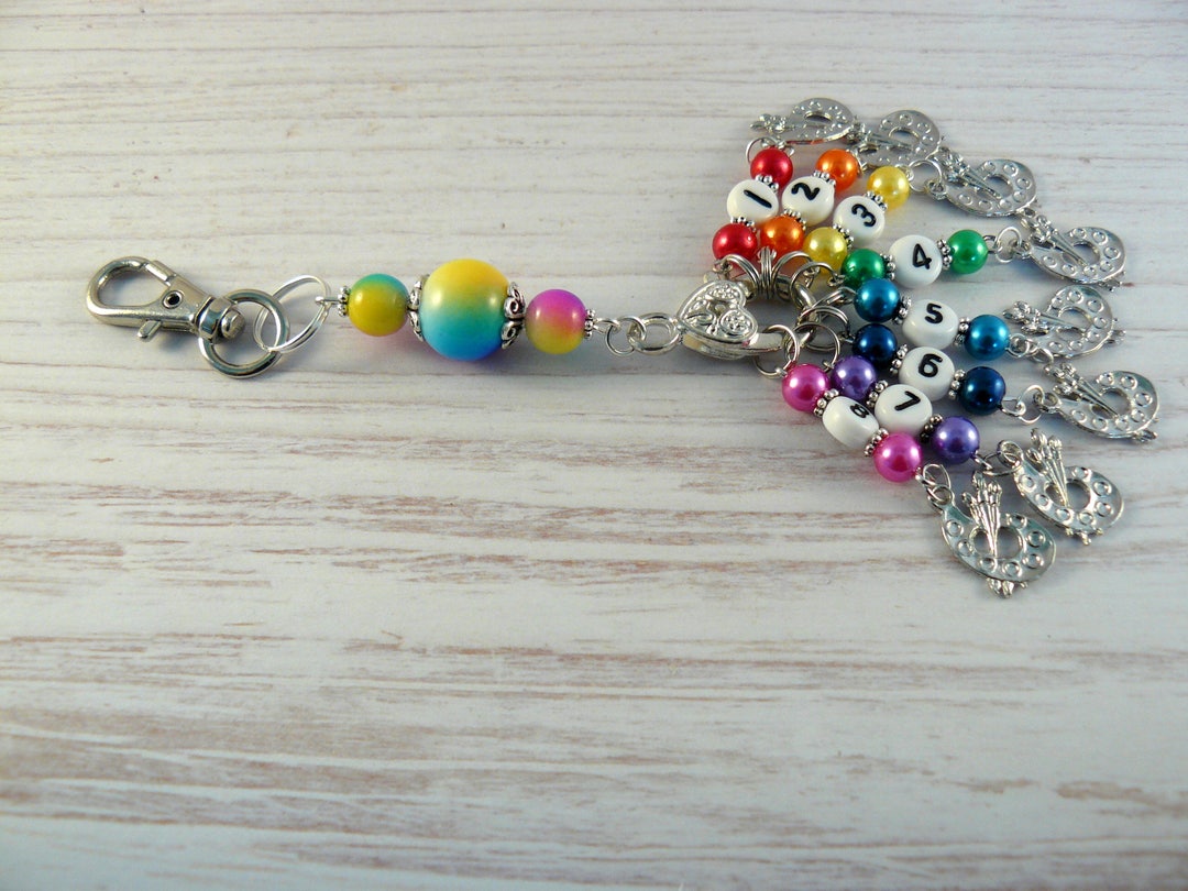 Paint Pallet Counter Markers, Stitch Markers, Crochet Markers, Knitting Accessories, Rainbow ...
