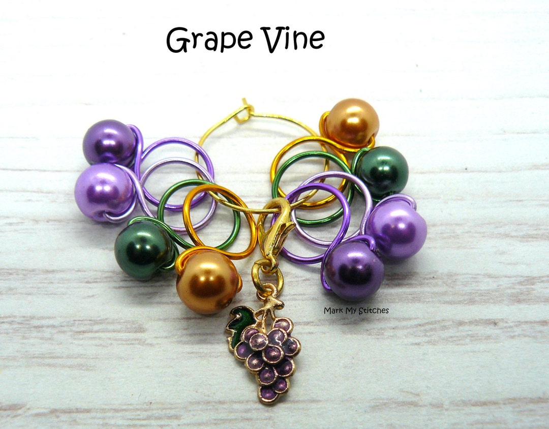 Grape Vine Bead Hugging Stitch Markers Knitting Accessories Gift for ...
