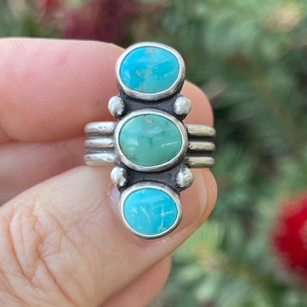 Triple Stone Ring - Etsy