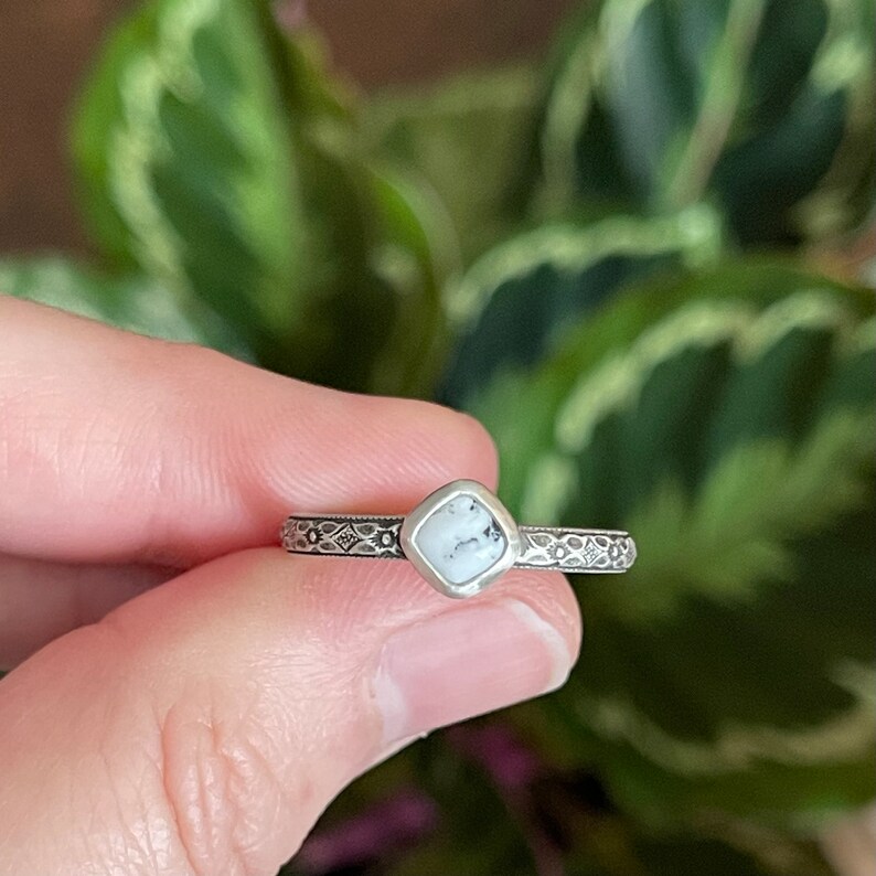 Made to Order White Buffalo Stacker Ring, Petite Sterling Silver Rings ...