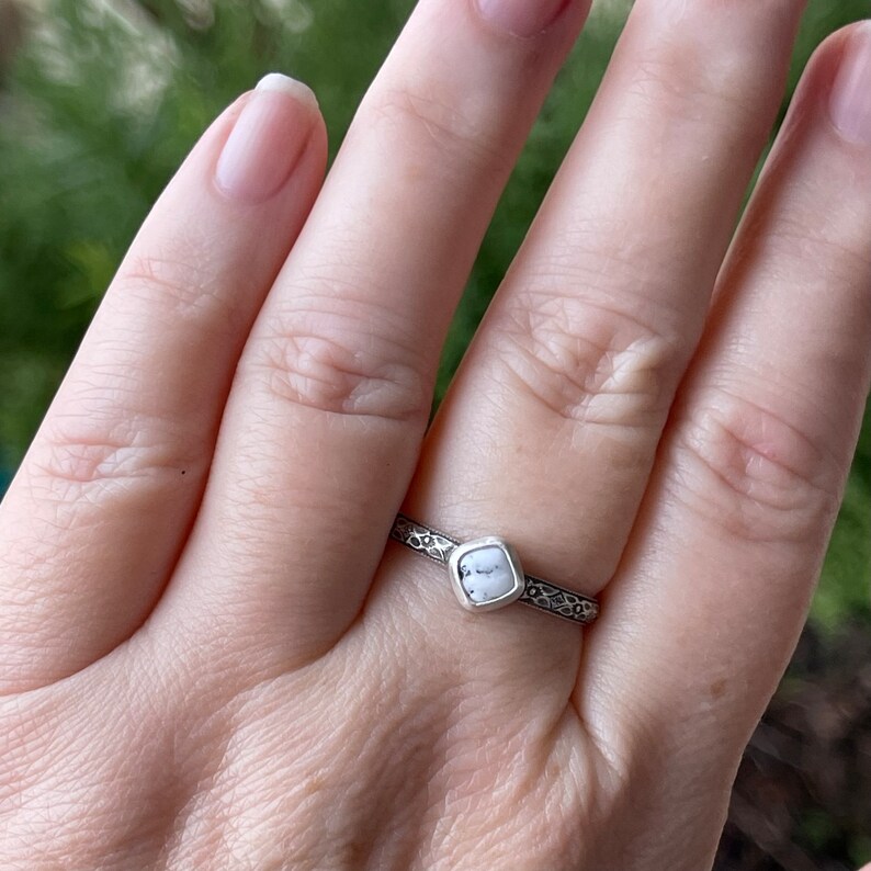 Made to Order White Buffalo Stacker Ring, Petite Sterling Silver Rings ...