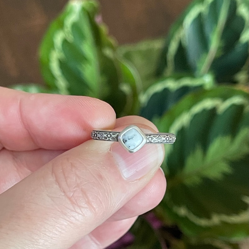 Made to Order White Buffalo Stacker Ring, Petite Sterling Silver Rings ...