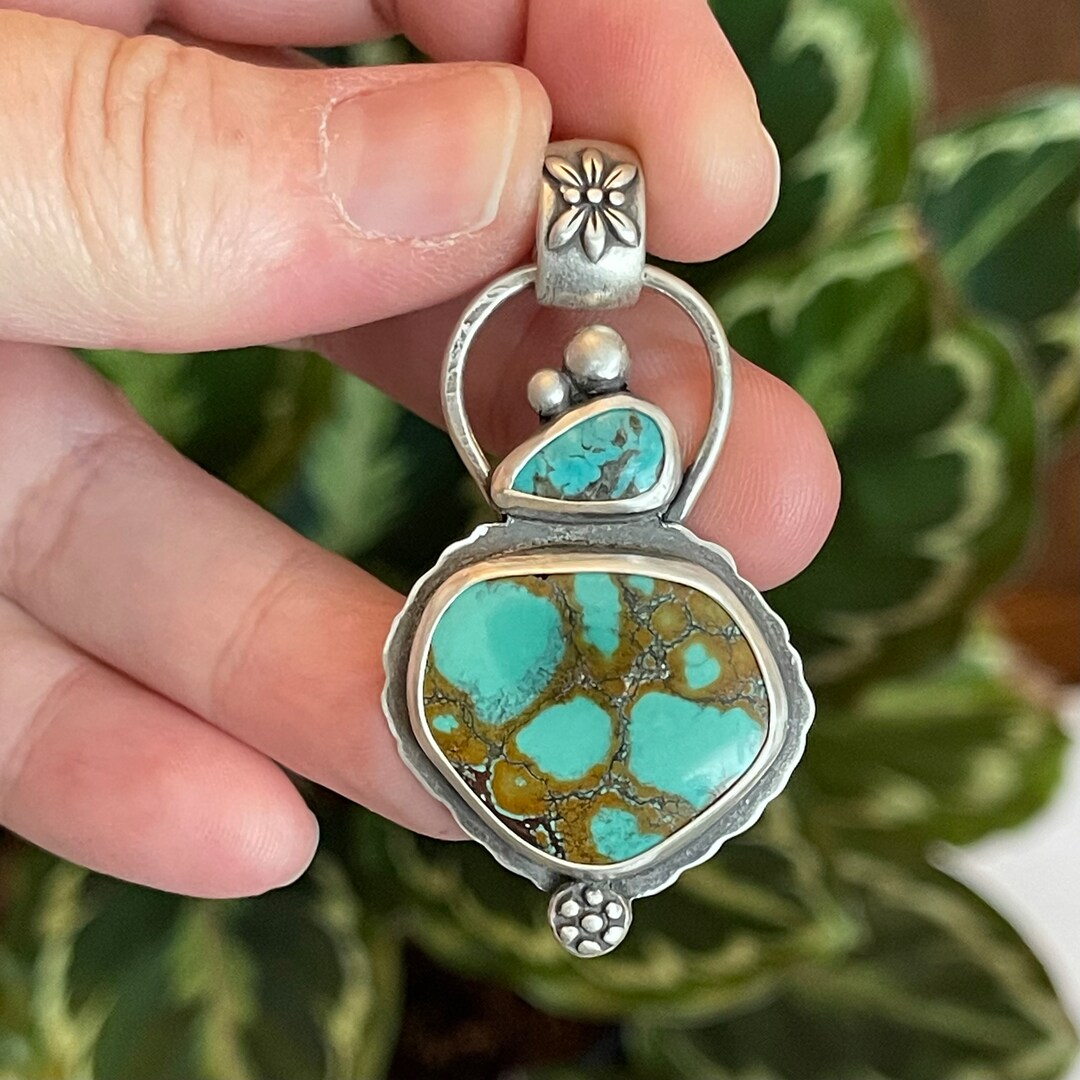 Turquoise Multi Stone Statement Pendant, Handmade Sterling Silver Bohemian Jewelry, Unique Gifts ...