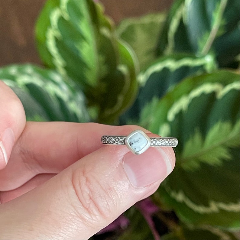 Made to Order White Buffalo Stacker Ring, Petite Sterling Silver Rings ...