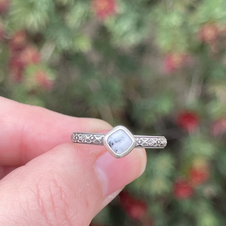 Made to Order White Buffalo Stacker Ring, Petite Sterling Silver Rings ...