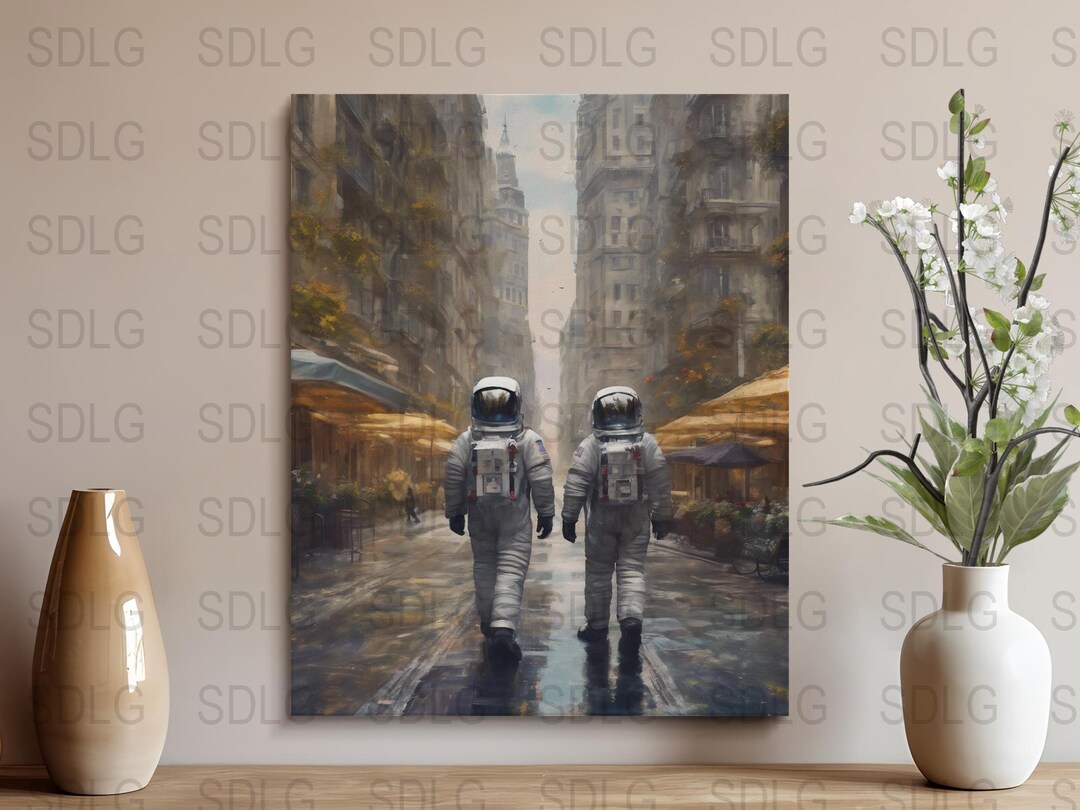 Astronaut Street Art Print, Outer Space Wall Decor, Futuristic ...