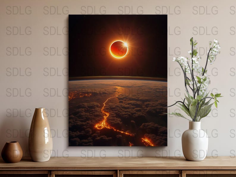 Solar Eclipse Wall Art, Outer Space Art Print, Unique Home Decor ...