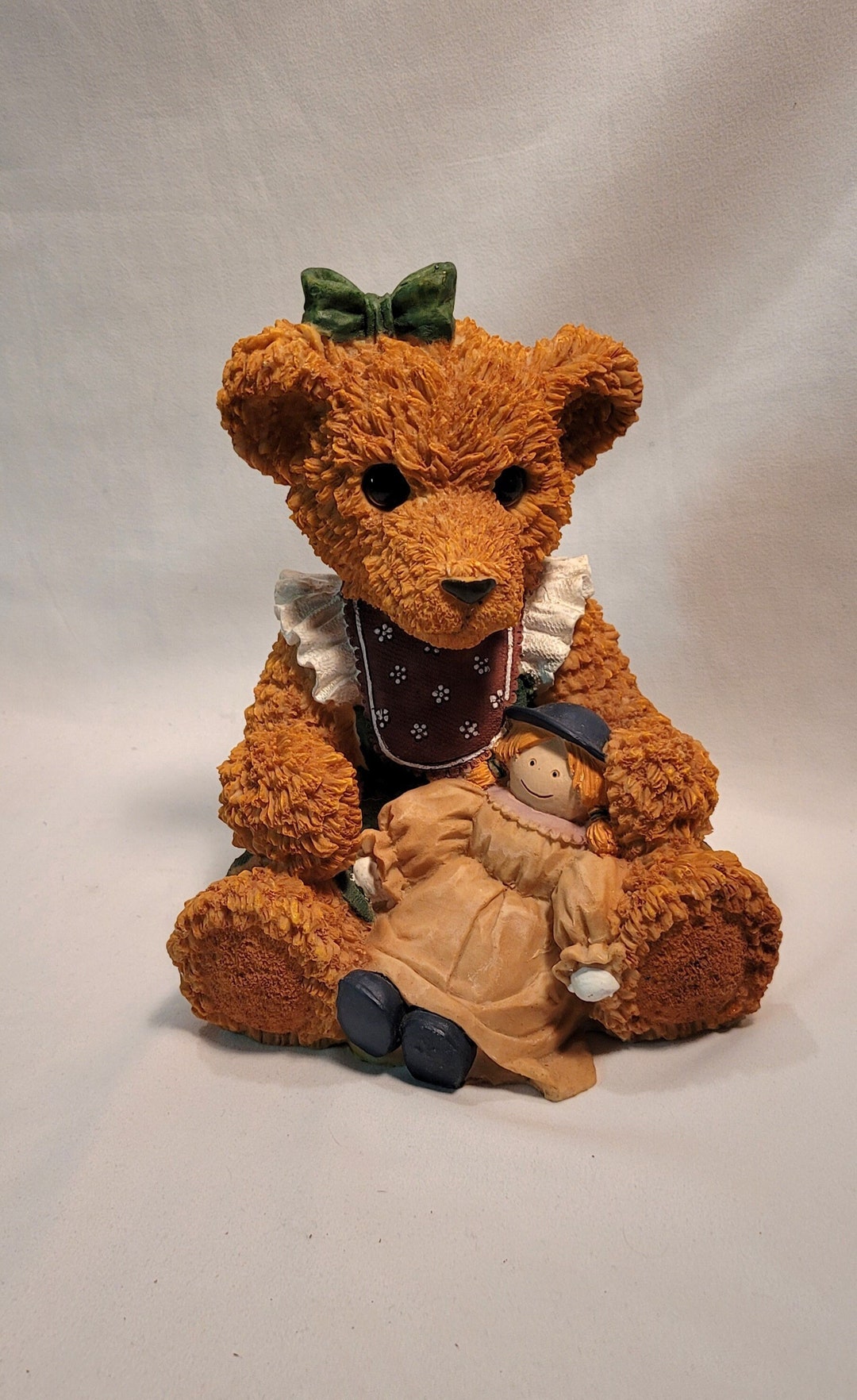 Teddy Bear Bank - Vintage - Resin - Mint -teddy Holding Doll - Original ...