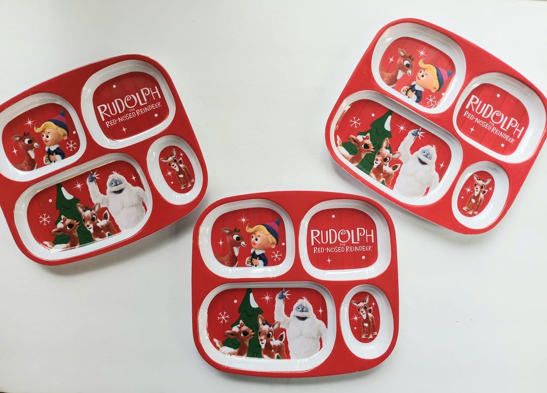 Rudolph the Red-nosed Reindeer Kids Plates Set of 3 Excellent Condition ...