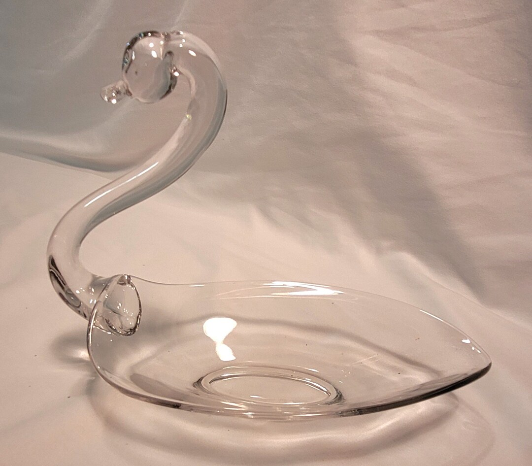 DUNCAN MILLER Swan Candy Dish - 7" X 8.5" - Vintage - Oval - Clear ...