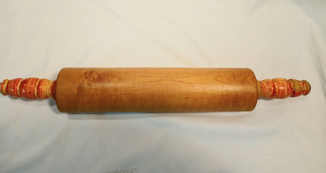 Antique Rolling Pin Red Handle - 17" X 2.25" - Etsy