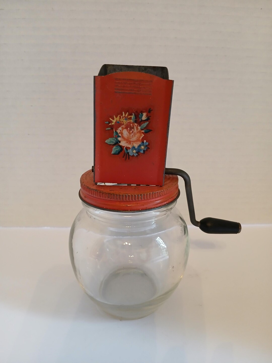 Vintage Hazel Atlas Chopper - Orange Flowers Black Wooden Handle - Nut ...