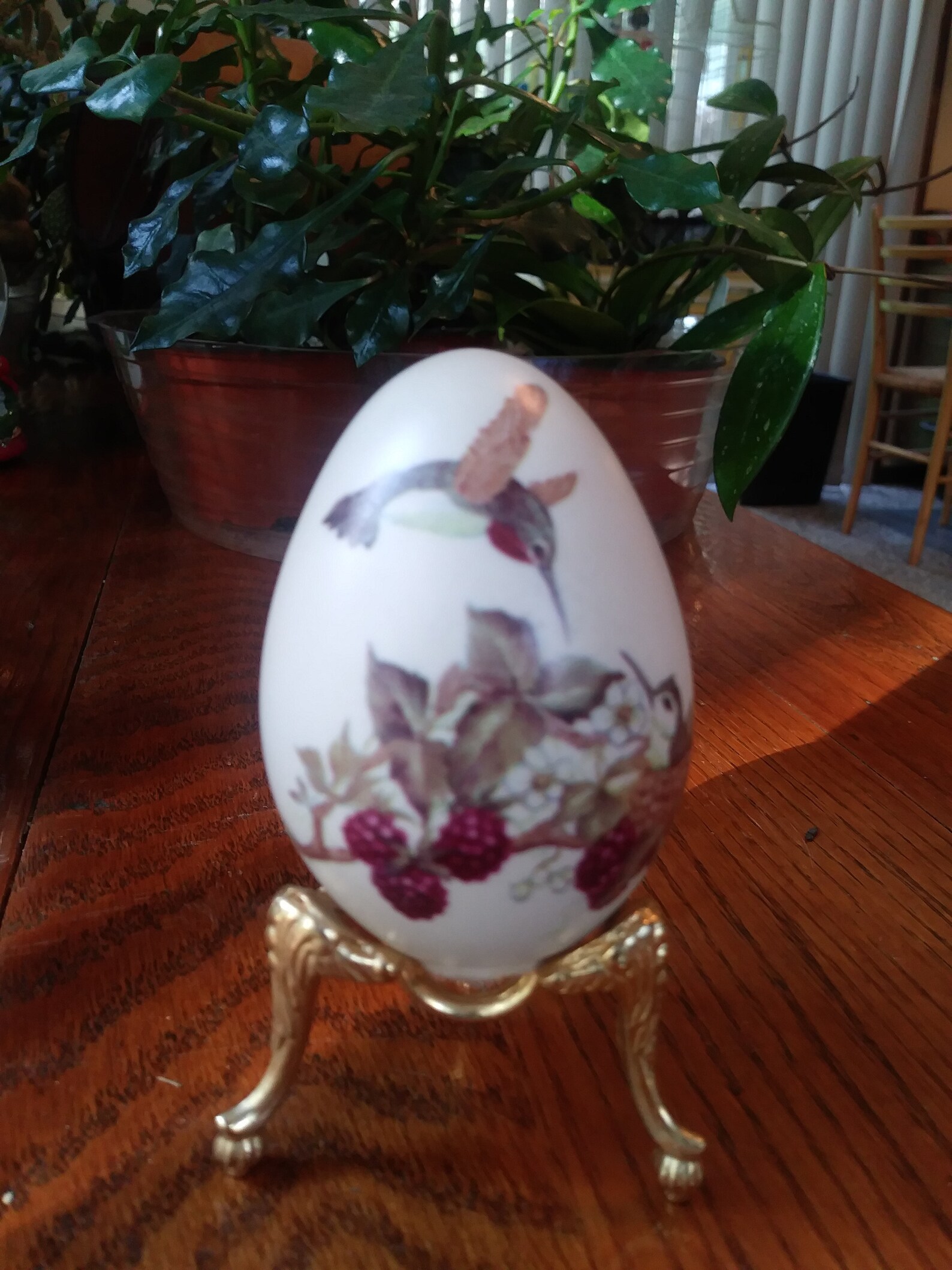 SALE Vintage Eggzakly Porcelain Egg on Gold Stand Hummingbird | Etsy