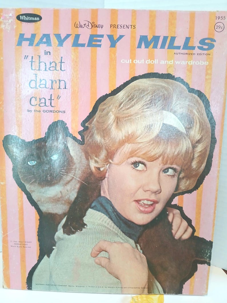 Vintage 1965 Hayley Mills Paper Dolls - That Darn Cat - Etsy