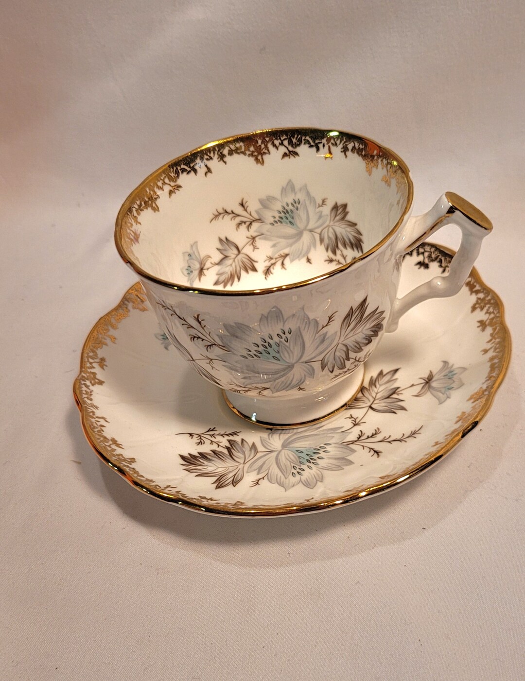 Ainsley Tea Cup and Saucer - 1950s - Caroline Pattern - Etsy