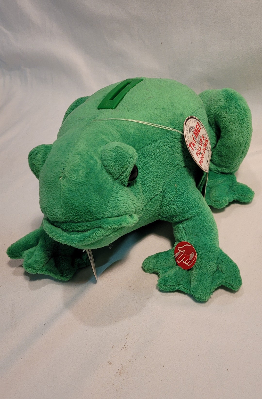 FROG BANK - Plush - Ribbets When You Squeeze Hand - VGC - Large - Etsy