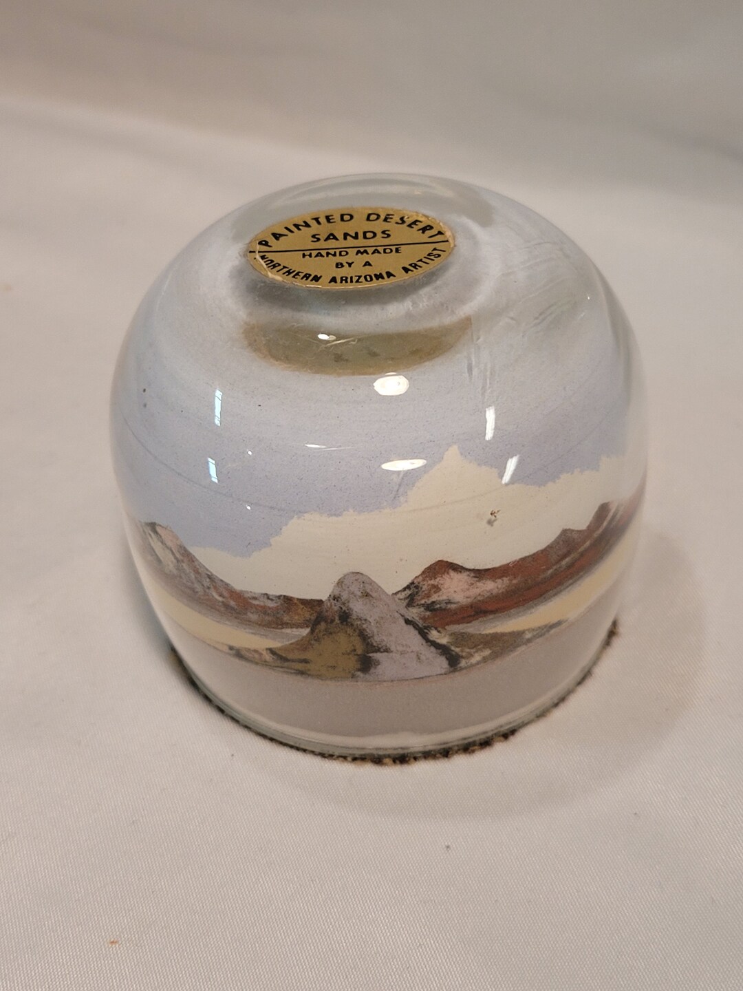 Vintage Painted Desert Sands Glass Dome Paperweight Desert Landscape ...