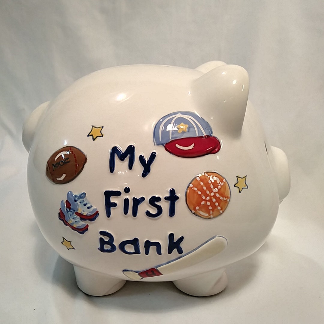 Vintage "my First Bank" - Sports Motif - Fat Butterball of a Pig ...