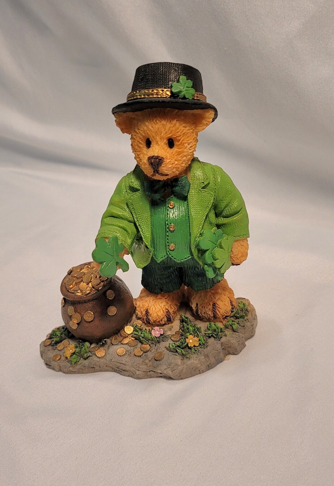 Irish Teddy Bear W/pot of Gold - Very Detailed - 5" Tall - - Etsy